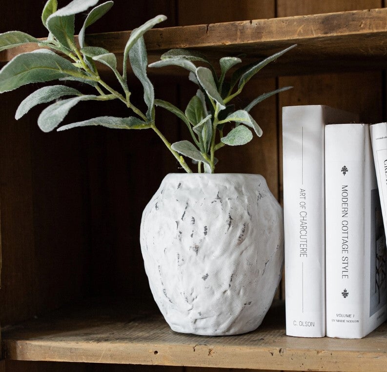 Wht Distressed Stoneware Vase | Coastal Home Store